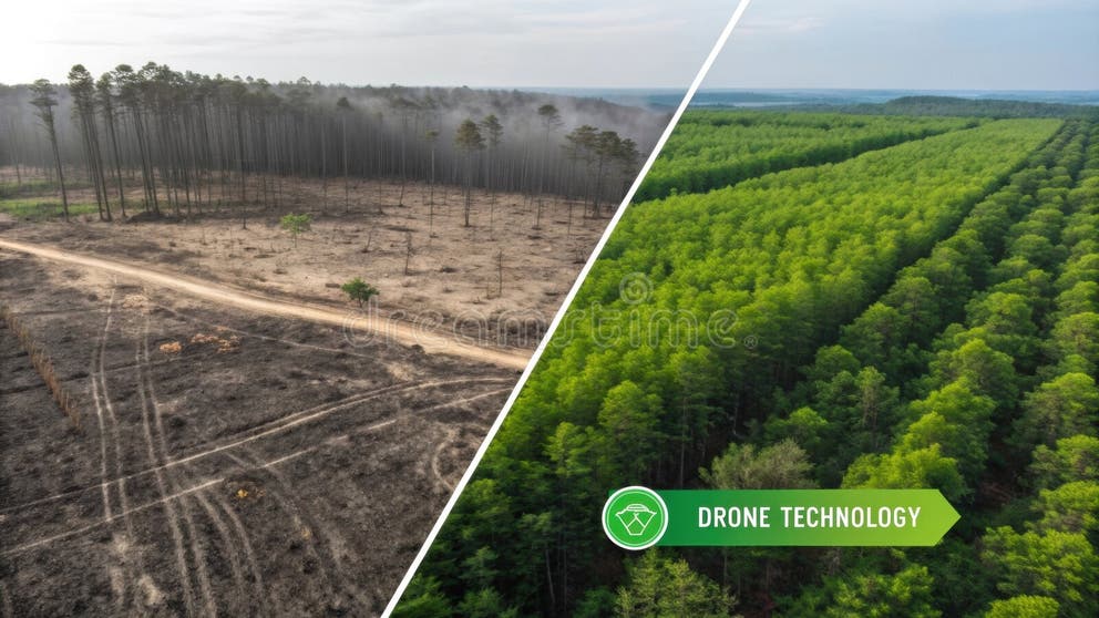 Deforestation and Reforestation, Contrasting Aerial Views of ...