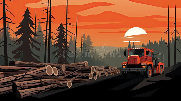 Deforestation Trees Removal Process Scene. AI Illustration Stock ...