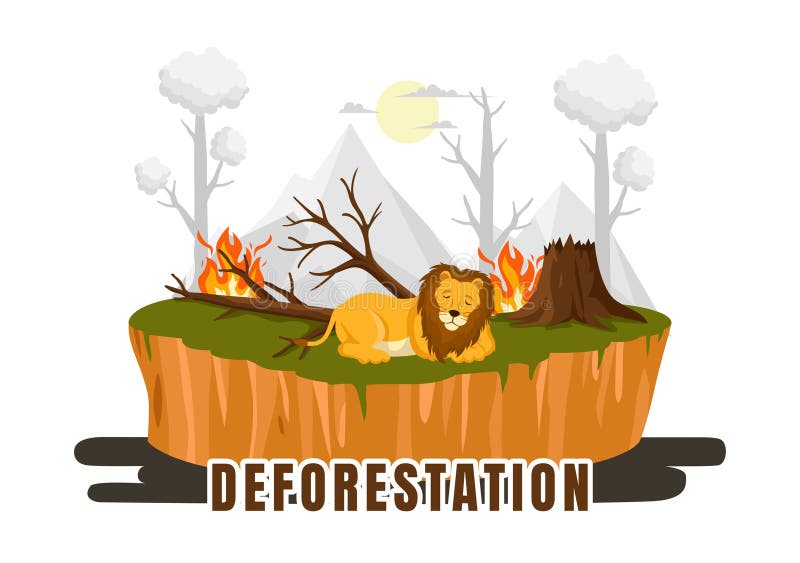 Deforestation Vector Illustration Featuring a Felled Forest with Trees ...