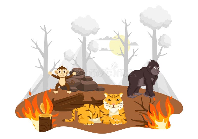 Deforestation Vector Illustration Featuring a Felled Forest with Trees ...