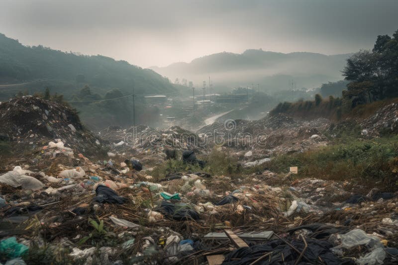 Deforested Area Filled with Plastic Waste, Discarded Packaging, and ...