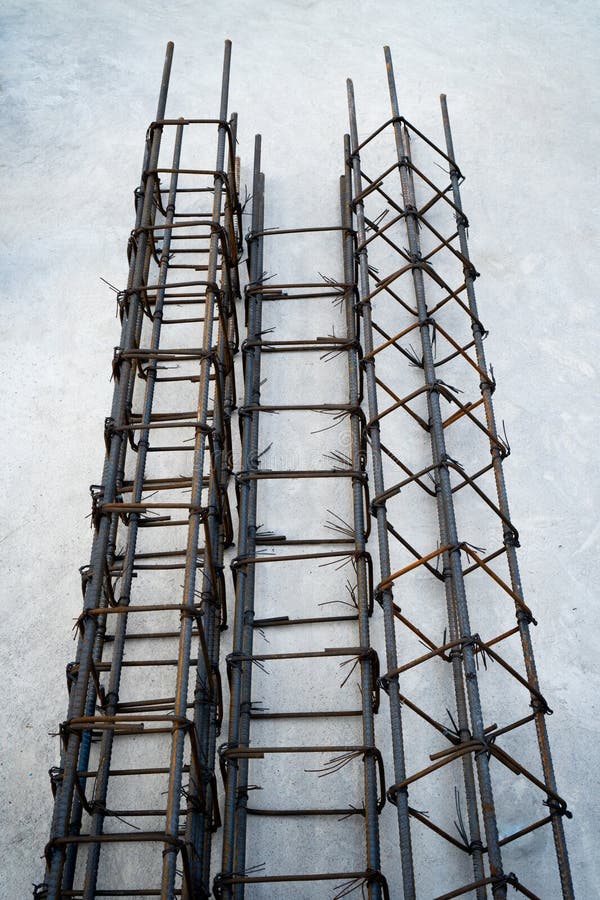 Deformed Bar Steel is a Structure for Casting a Square Pole. Stock ...