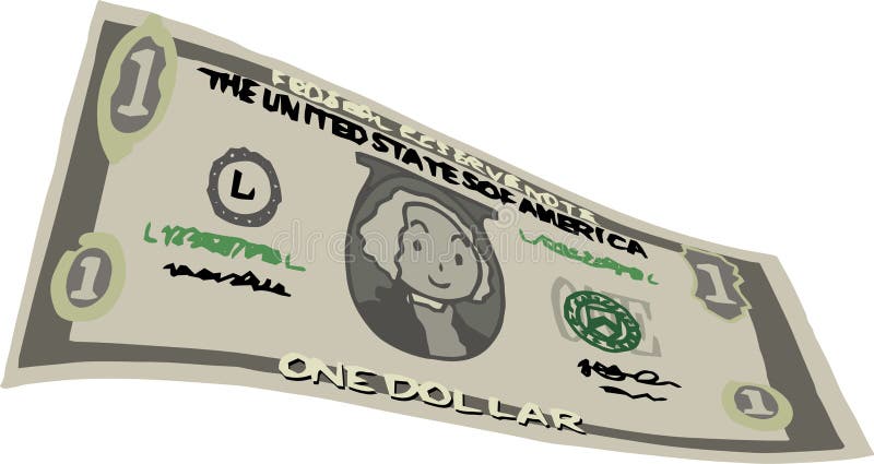 Deformed Cute Hand-painted 1 US Dollar Banknote Stock Vector ...
