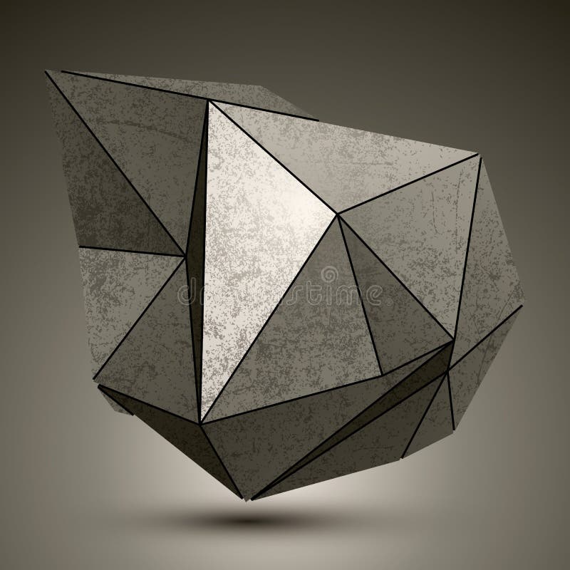 Deformed Dimensional Facet Bronze Object, 3d Complex Design Elem Stock ...