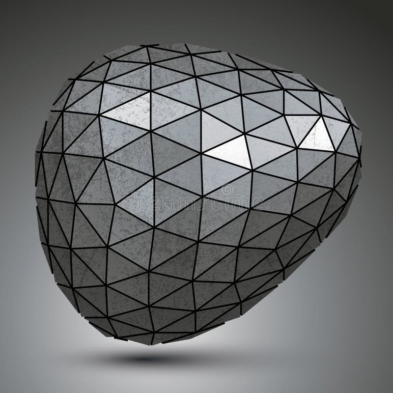 Galvanized Facet 3d Sphere, Grayscale Abstract Object. Stock Vector ...