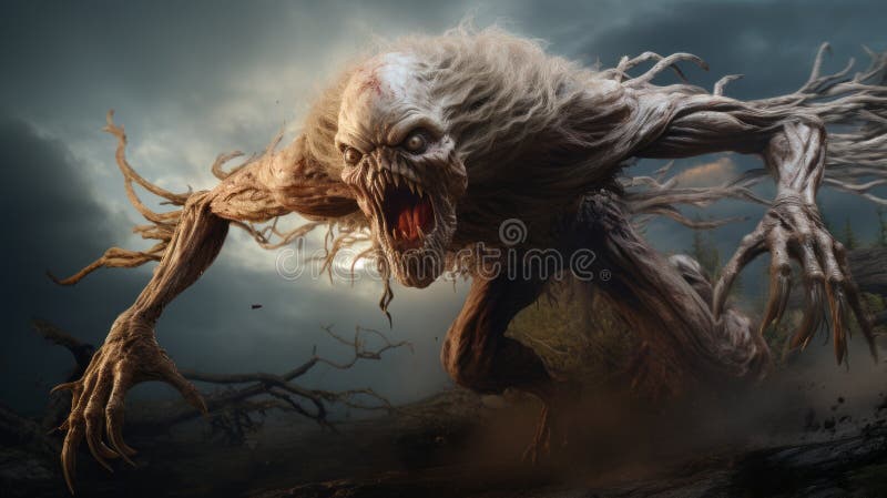 Terrifying Photorealistic Elder Thing Monster in Woodland Setting Stock ...