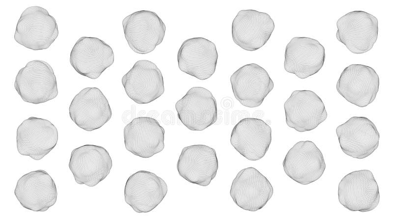 Deformed Spheres Pattern. White Background, Black Grid Stock ...