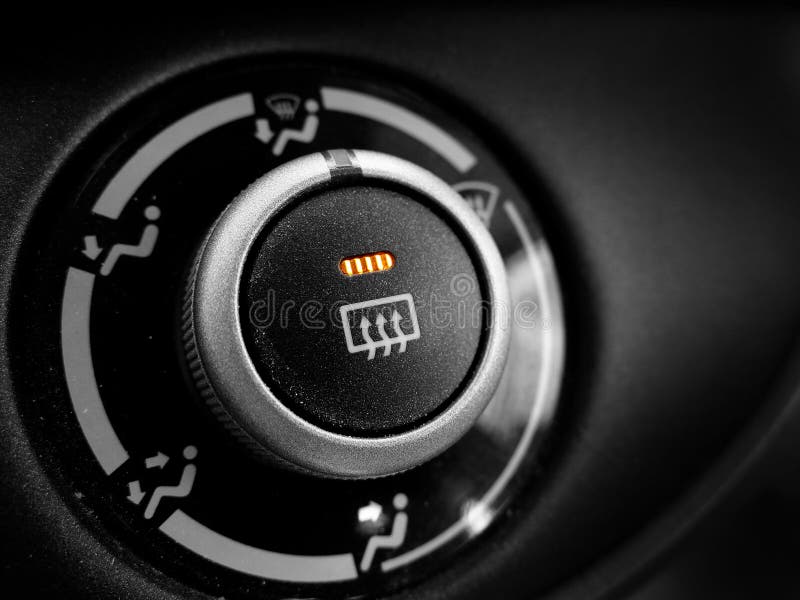 Defrost Button in Car on Orange Light Stock Image - Image of leather ...