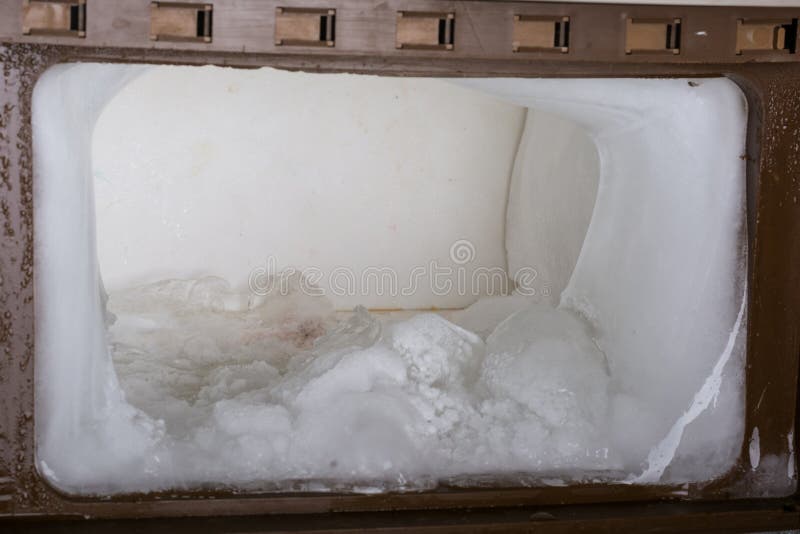 Freezer, Old Freezer Overgrown with Large Chunks of Ice Stock Image ...
