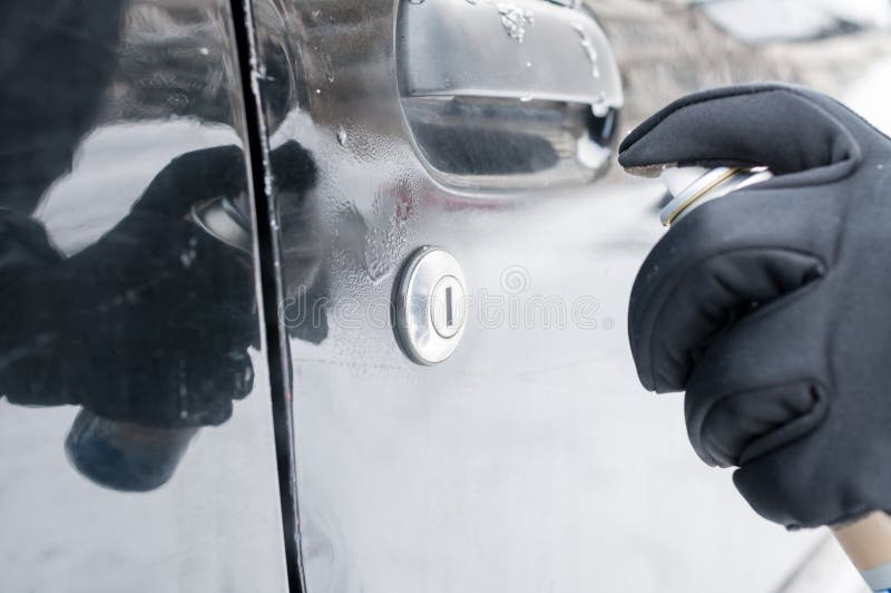 Defrosting car lock stock photo. Image of fall, chilly - 65480904