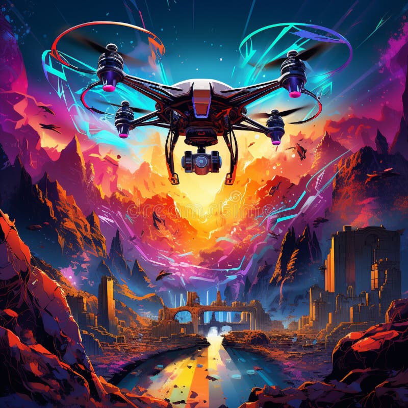 Defying Gravity: Drones Pushing the Boundaries of Flight Stock Illustration - Illustration of ...