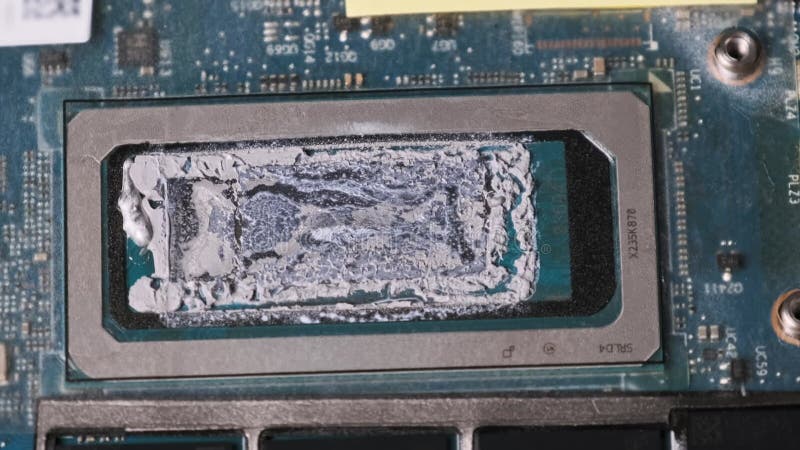 Degraded Thermal Paste on a CPU Processor Macro View Stock Footage ...