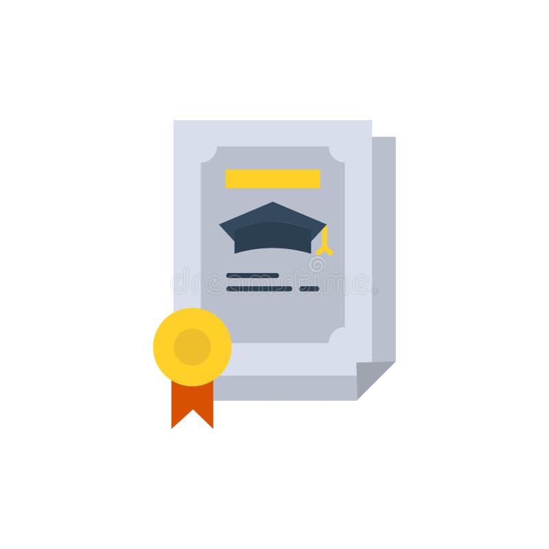Degree, Achievement, Certificate, Graduate Flat Color Icon. Vector Icon ...