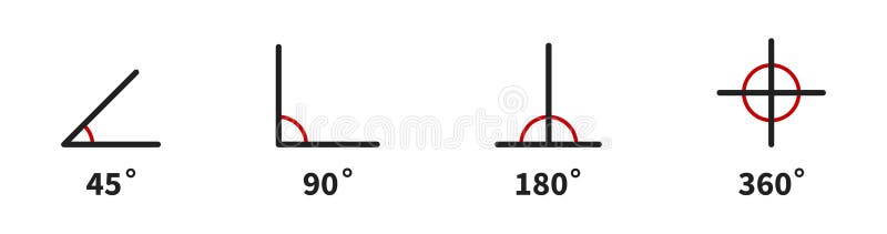 Degree Angle Icon Set. Angles Icons on White Background Stock ...