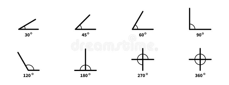 Degree Angle Icon Set. Vector Angles Collection Stock Vector ...