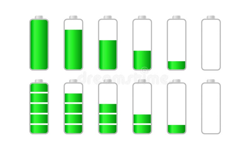 Degree of Battery Charge. Green Power Indicator Level Stock Vector ...