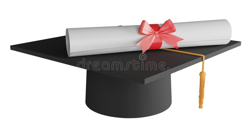 Degree cap and certificate stock illustration. Illustration of success ...