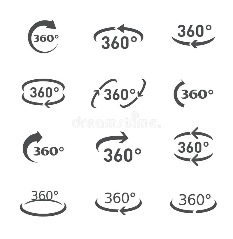 360 Degree Circular Rotation. Set Vector Icons and Web Button ...