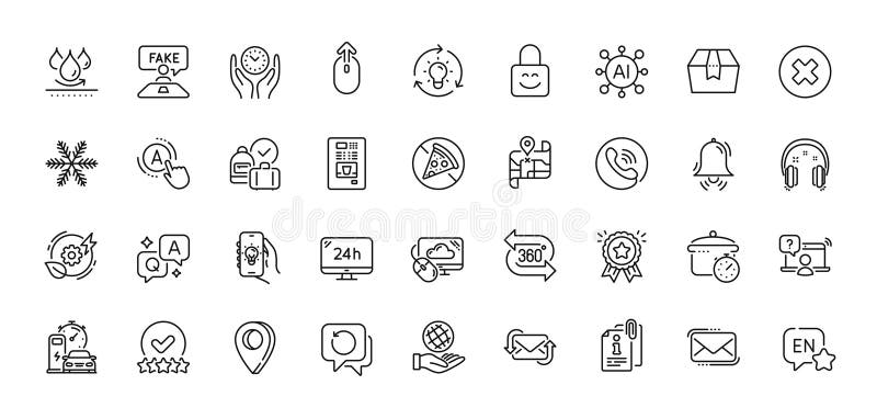 360 Degree, Close Button and Idea Line Icons Pack. for Web App. Line ...