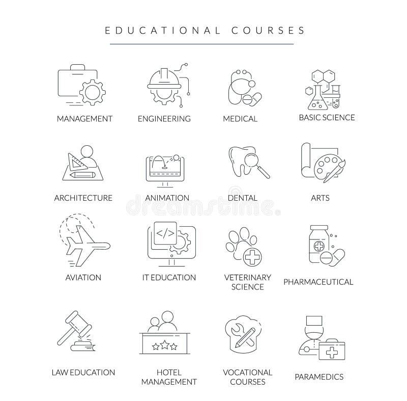 Degree Courses - Education Master Set - Stock Icon Stock Illustration ...