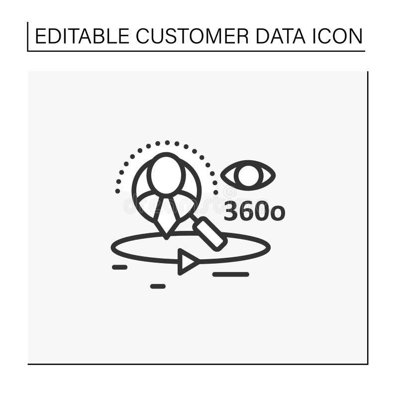 360-degree Customer View Line Icon Stock Vector - Illustration of user ...