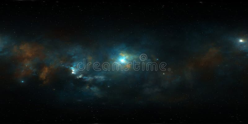 360 Degree Equirectangular Projection Space Background with Nebula and ...