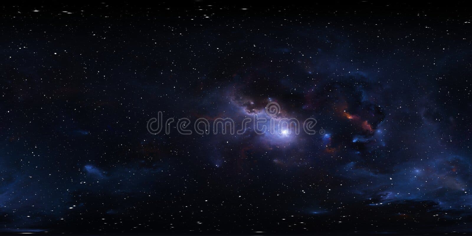 360 Degree Equirectangular Projection Space Background with Nebula and ...