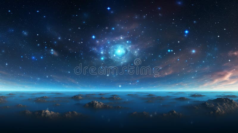 360 Degree Equirectangular Projection Space Background with Nebula and ...