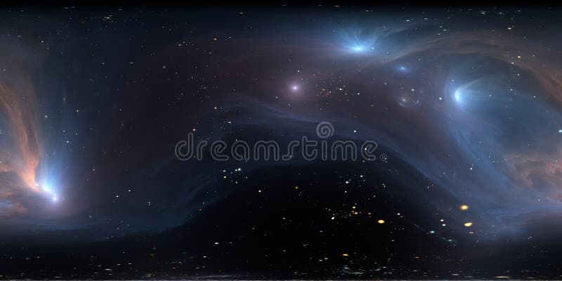 360 Degree Fantasy Space Nebula. Giant Interstellar Cloud with Stars ...