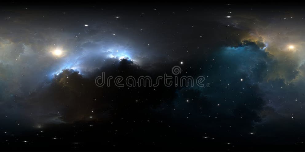360 Degree Fantasy Space Nebula. Giant Interstellar Cloud with Stars ...