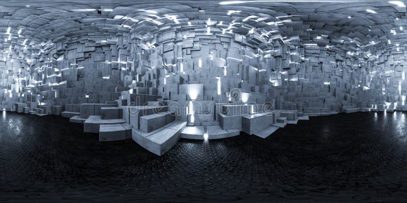 360 Degree Full Panorama Environment Map of Ab Stract Cube Futuristic ...