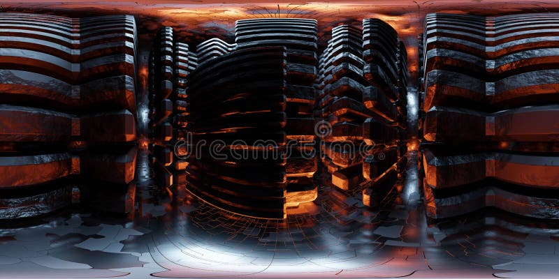 360 Degree Full Panorama Environment Map of Abstract Dark Futuristic ...