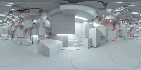 360 Degree Full Panorama Environment Map of Bright White Abstract Cube ...
