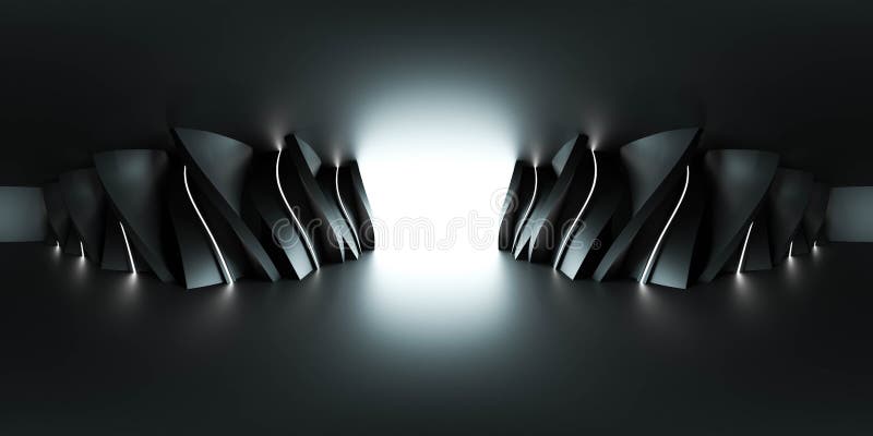 360 Degree Full Panorama Environment Map of Dark Abstract Basement ...