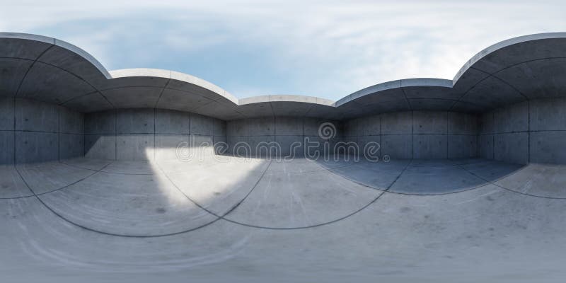 360 Degree Full Panorama Environment Map of Empty Abstract Concrete ...