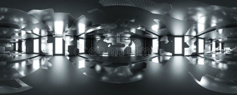 360 Degree Full Panorama Environment Map of Empty Black Room Studio ...