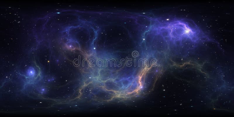 360 Degree Full Sphere Panoramic Deep Outer Space Background with Giant ...
