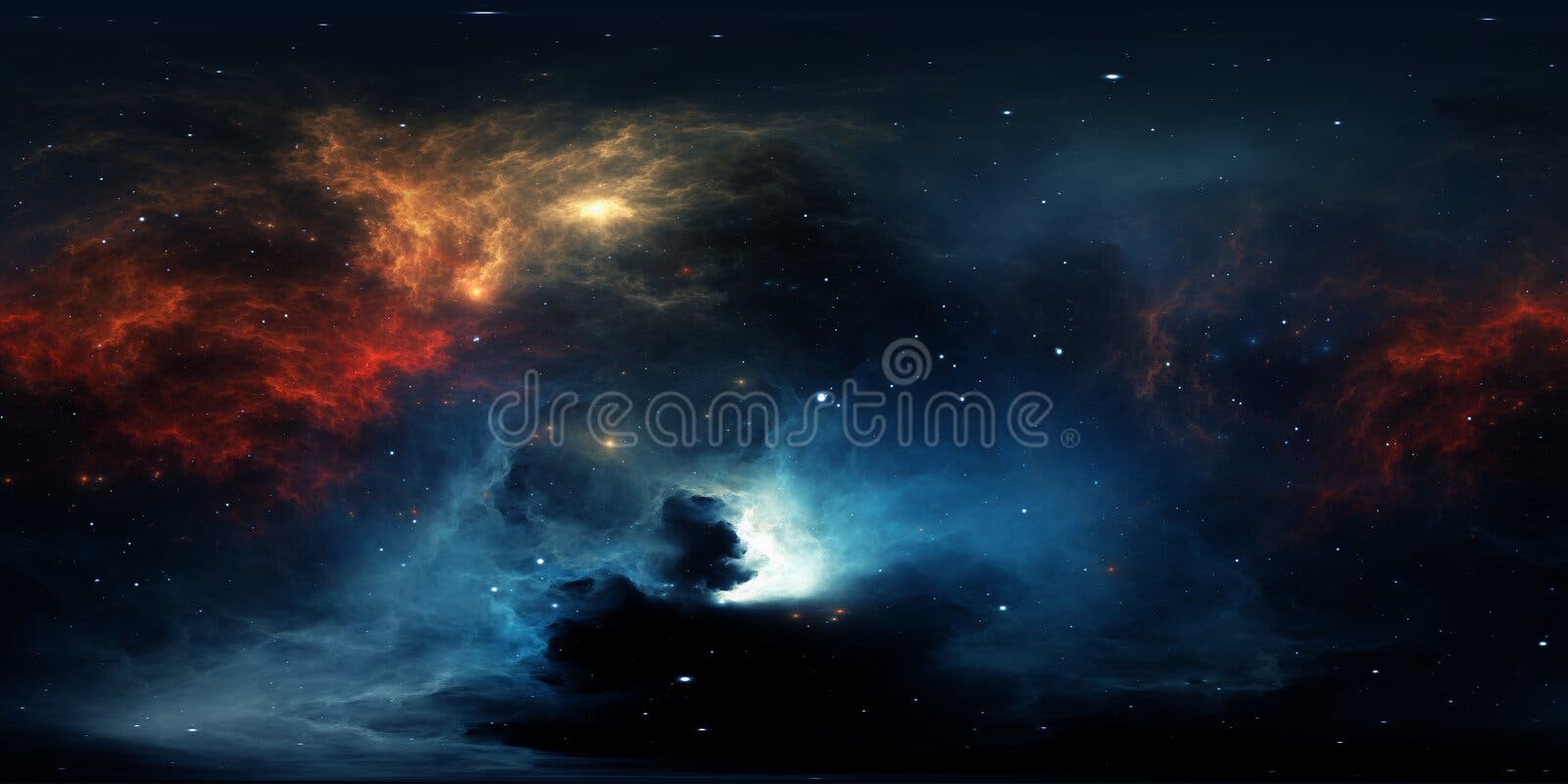 360 Degree Full Sphere Panoramic Deep Outer Space Background with Giant ...