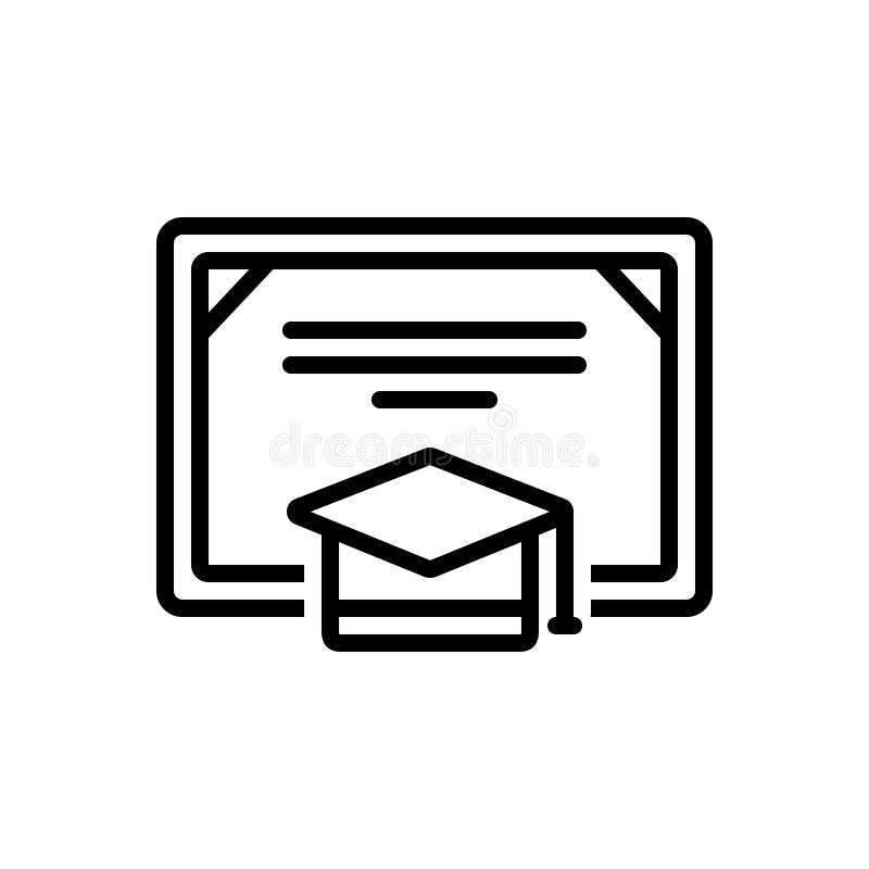 Black Line Icon for Degree, Certificate and Bachelor Stock Vector ...