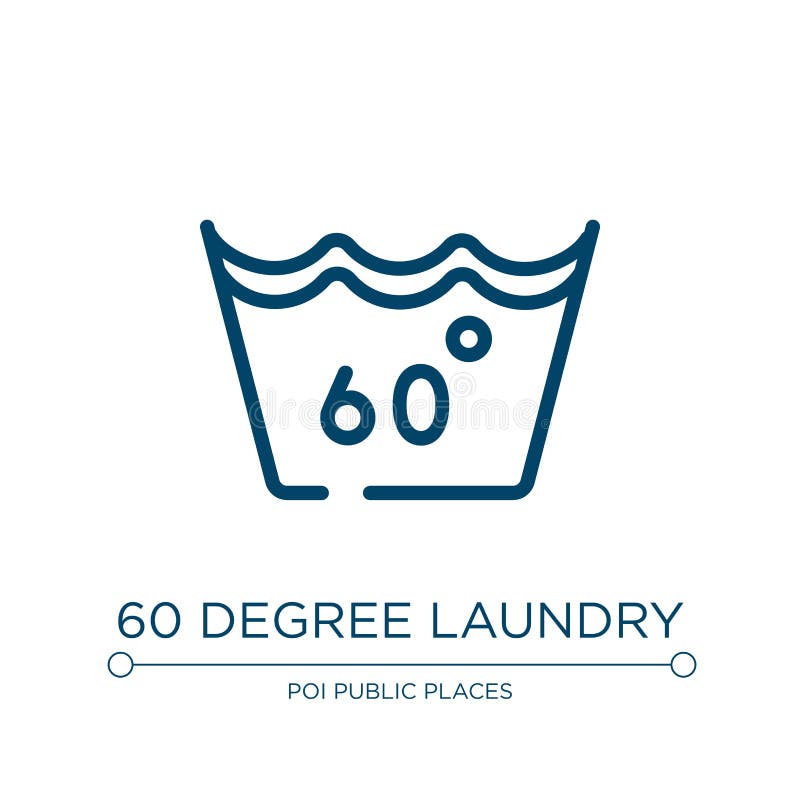 60 Degree Laundry Icon. Linear Vector Illustration from Laundry ...