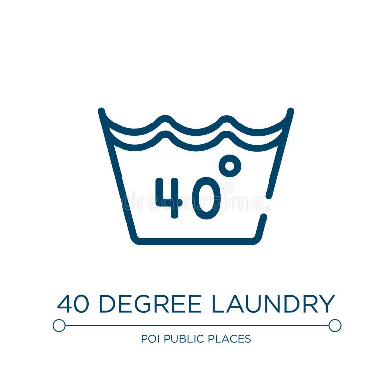 40 Degree Laundry Icon. Linear Vector Illustration from Laundry ...