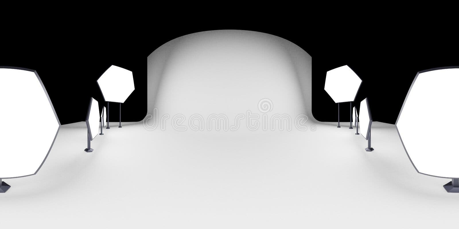 360 Panorama Spherical View of Empty Photo Studio with Studio Backdrop ...