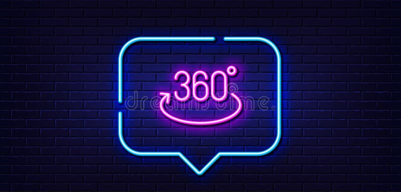 360 Degree Line Icon. Full Rotation Sign. VR Technology Simulation ...