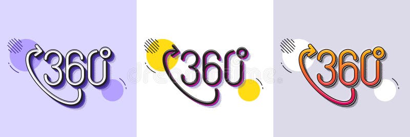 360 Degree Line Icon. VR Technology Simulation Sign. Panoramic View ...