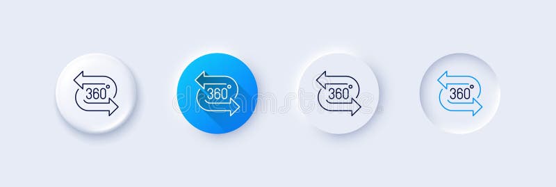 360 Degree Line Icon. VR Technology Simulation Sign. Panoramic View ...