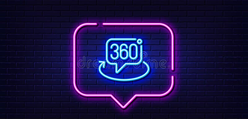 360 Degree Line Icon. VR Technology Simulation Sign. Panoramic View ...