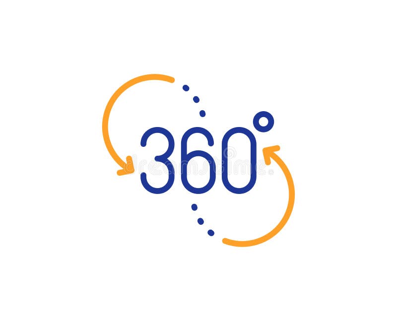 360 Degree Line Icon. VR Technology Simulation Sign. Panoramic View ...