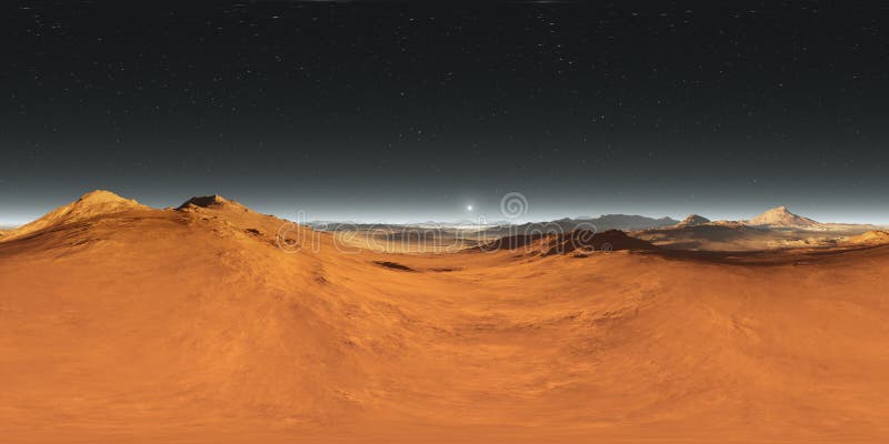 360 Panorama of Mars-like Exoplanet Sunset, Environment Map ...