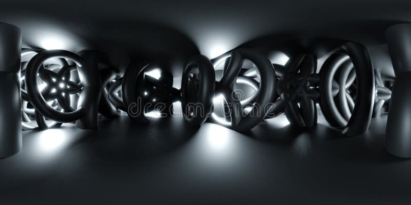 360 Degree Panorama of an Abstract Black and White Geometric Structure ...