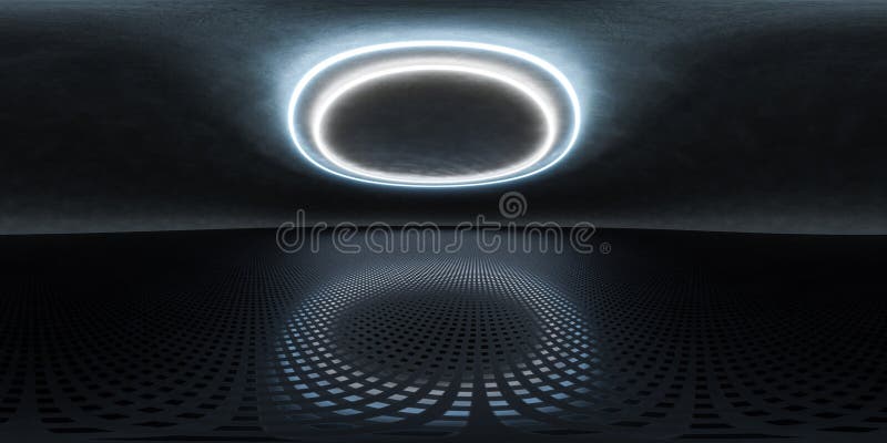 360 Degree Panorama of an Empty Room with a Single Circular Light ...